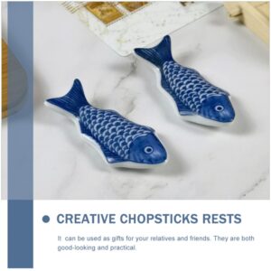 Silverware Rest 2 Pcs Ceramic Fish Chopstick Rest, Japanese Chopsticks Pillow Rack Dinner Spoon Fork Knife Holder Dinnerware Stand Decoration Spoon Rest