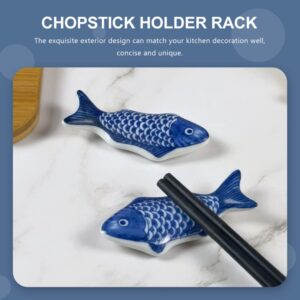 Silverware Rest 2 Pcs Ceramic Fish Chopstick Rest, Japanese Chopsticks Pillow Rack Dinner Spoon Fork Knife Holder Dinnerware Stand Decoration Spoon Rest