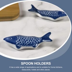 Silverware Rest 2 Pcs Ceramic Fish Chopstick Rest, Japanese Chopsticks Pillow Rack Dinner Spoon Fork Knife Holder Dinnerware Stand Decoration Spoon Rest