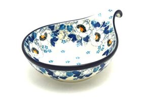 polish pottery spoon/ladle rest - white poppy