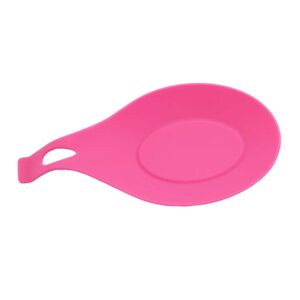 Idiytip Silicone Heat Resistant Spoon Fork Mat Rest Silicone Spoon Holders Utensil Spatula Holder Kitchen Tool,Rose red