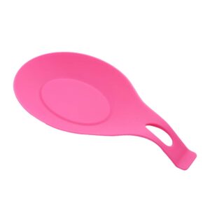 Idiytip Silicone Heat Resistant Spoon Fork Mat Rest Silicone Spoon Holders Utensil Spatula Holder Kitchen Tool,Rose red