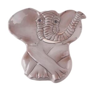 blue sky ceramic 7"x7"x1.25" elephant spoon rest, multicolor