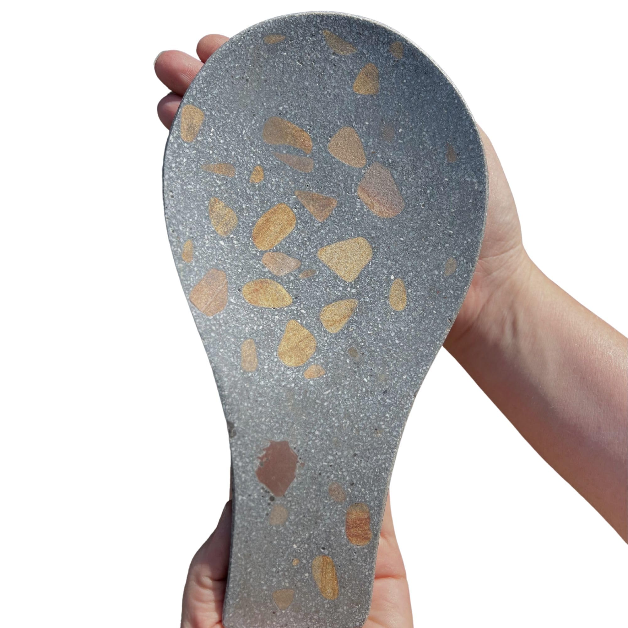 Alchemade Large Grey Terrazzo Spoon Rest - Stylish Terrazzo Aesthetic Cooking Spoon Holder In A Modern, Contemporary And Mid-century Style For Your Home