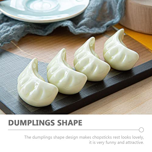 Zerodeko 4pcs Dumpling Chopstick Holder Cutlery Rest Dumpling Ornament Ceramic Chopstick Rest Dining Room Decor for Table Porcelain Chopsticks Rest Ceramics Chinese Style Spoon Rest