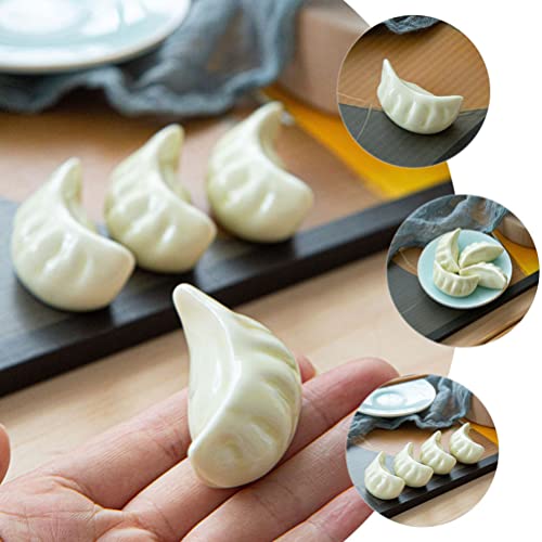 Zerodeko 4pcs Dumpling Chopstick Holder Cutlery Rest Dumpling Ornament Ceramic Chopstick Rest Dining Room Decor for Table Porcelain Chopsticks Rest Ceramics Chinese Style Spoon Rest