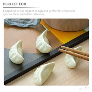 Zerodeko 4pcs Dumpling Chopstick Holder Cutlery Rest Dumpling Ornament Ceramic Chopstick Rest Dining Room Decor for Table Porcelain Chopsticks Rest Ceramics Chinese Style Spoon Rest