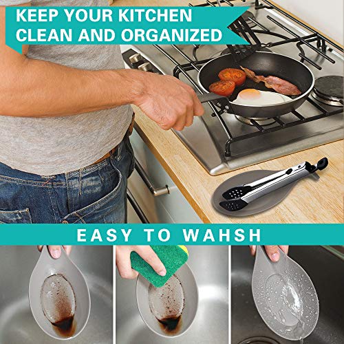 Modern Kitchen Silicone Spoon Rest,Countertop Cooking Utensil Spoon Holder for Stove Top, Kitchen Utensil Holder,Resistant Easy Cleaning and Quality Material (Set of 3)