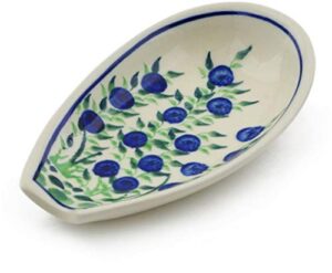 polish pottery 5-inch spoon rest (blue dream theme) + certificate of authenticity