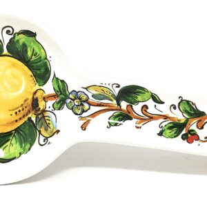 Nova Deruta Spoon Rest, Lemon Tree, Made in Italy, Italian Exclusively Handcrafted Earthenware for Sur La Table, Deruta Region Artwork, Lemons