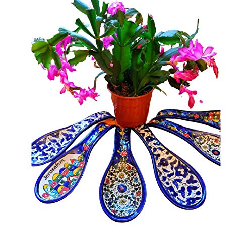 Bluenoemi Israeli Jewelry & Gifts Armenian Ceramics Rest Spoon Shalom Jerusalem Gift Bluenoemi Ceramics Rest Spoon Housewarming Gifts Handmade in Israel.