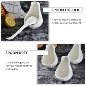 Cabilock 1pc Ceramic Spoon Rest Ceramic Spoon Holder Dinner Table Decoration Shelving Brackets White Kitchen Table Spoon Rack Fork Rest Tableware Storage Rack Kitchen Tool Commercial