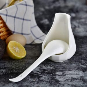 Cabilock 1pc Ceramic Spoon Rest Ceramic Spoon Holder Dinner Table Decoration Shelving Brackets White Kitchen Table Spoon Rack Fork Rest Tableware Storage Rack Kitchen Tool Commercial