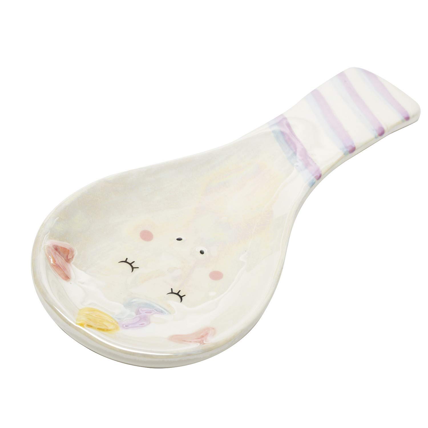 Amici Home, Unicorn Collection Ceramic Spoon Rest, Textured Design Iridescent Luster Finish, Decorative Kitchenware, 9 Inch Length