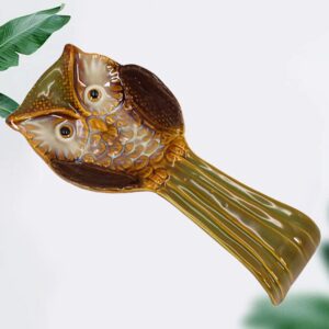 Hemoton Ceramic Spoon Holder Owl Spoon Rest Stove Top Ladle Holder Ceramic Utensil Rest Cooking Spoon Spatula Fork Holder for for Kitchen Dining Table Restaurant