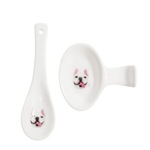 Pet Portrait Porcelain Spoon & Spoon Rest Set (French Bulldog)