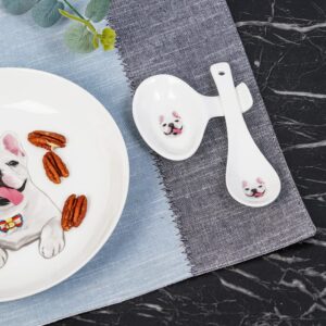 Pet Portrait Porcelain Spoon & Spoon Rest Set (French Bulldog)