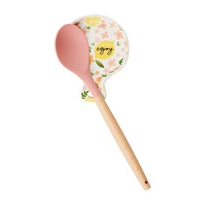 mud pie lemon spoon rest set, multi, rest 5.75" x 4.5" | spoon 12 1/2"