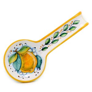 DERUTA: Spoon rest LEMON (also wall hung) [#7010/C-SEG] - Authentic hand painted in Italy. Original design. Shipped from the USA with Certificate of Authenticity.