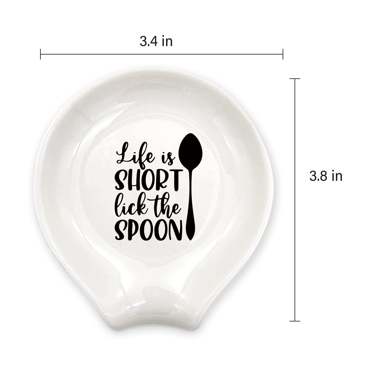 LRUIOMVE Ceramic Coffee Spoon Holder with Funny Quote Life is Short Lick The Spoon Coffee Spoon Rest and Coffee Bar Accessory - Station Decor for Coffee Lovers - Great Gift for Women and Men