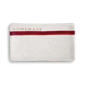 demdaco homemade glossy red stripe 6 x 3.5 stoneware ceramic everyday kitchen rectangle spoon rest