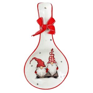 doitool santa spoon rest ceramic christmas spoon rest xmas holiday kitchen spoon rest tableware rack chopsticks holder christmas party decorations