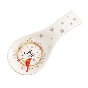 c&f home joy cardinal wreath spoon rest white