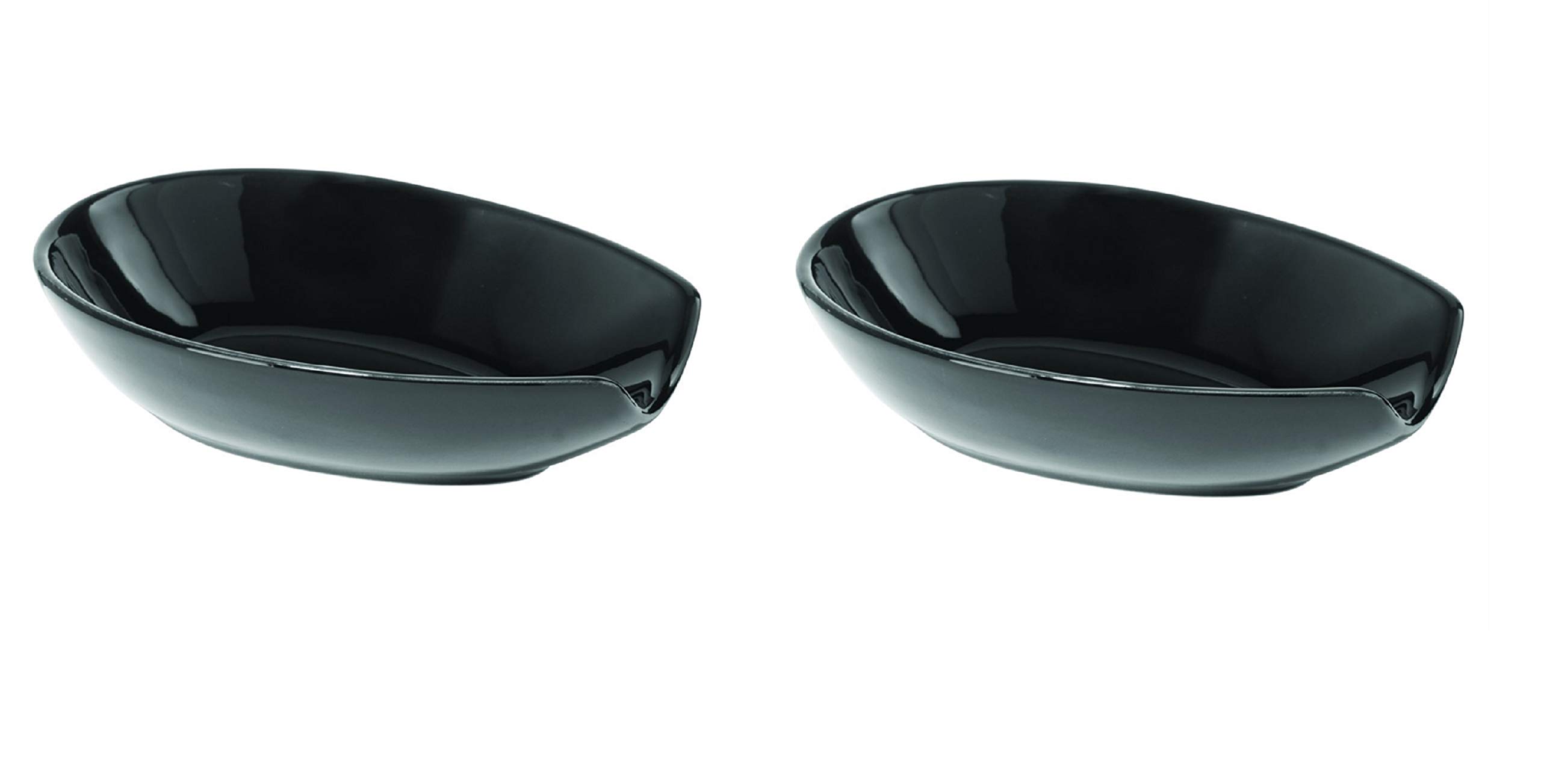 Oggi Black Ceramic Spoon Rest, Set of 2