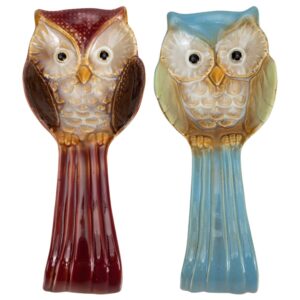 cabilock 2pcs owl spoon rest spatula holder kitchen spoon rest porcelain spoon rest farmhouse spoons holder chopstick stand house accessories for home teaspoon rest ceramics tray desktop