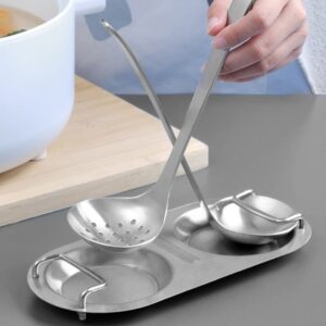 Cabilock stainless steel spoon rack cooking spoon holder cooking utensil holder utensil rest spatula holder soup spoon storage shelf countertop spoon holder spoon drain rack household cover