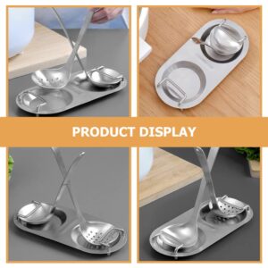 Cabilock stainless steel spoon rack cooking spoon holder cooking utensil holder utensil rest spatula holder soup spoon storage shelf countertop spoon holder spoon drain rack household cover