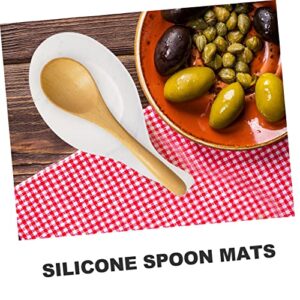 Holibanna 2pcs Silicone Spoon Mat kitchen silicone spoon rest ladle holder coffee spoon rest kitchen spoon holder rubber silicone scraper tableware spoon holder dining table tray