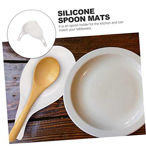 Holibanna 2pcs Silicone Spoon Mat kitchen silicone spoon rest ladle holder coffee spoon rest kitchen spoon holder rubber silicone scraper tableware spoon holder dining table tray