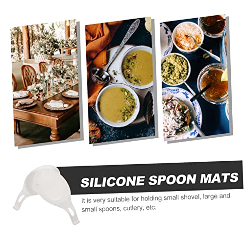 Holibanna 2pcs Silicone Spoon Mat kitchen silicone spoon rest ladle holder coffee spoon rest kitchen spoon holder rubber silicone scraper tableware spoon holder dining table tray