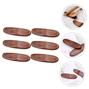 Cabilock 6pcs Solid Wood Chopsticks Spoon Holder Chopsticks Holder Sushi Stick Holder Cooking Spoon Stand Wood Chopsticks Stand Tableware Rest Wood Chopsticks Rack Wooden Cute Japan