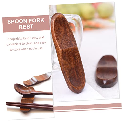 Cabilock 6pcs Solid Wood Chopsticks Spoon Holder Chopsticks Holder Sushi Stick Holder Cooking Spoon Stand Wood Chopsticks Stand Tableware Rest Wood Chopsticks Rack Wooden Cute Japan