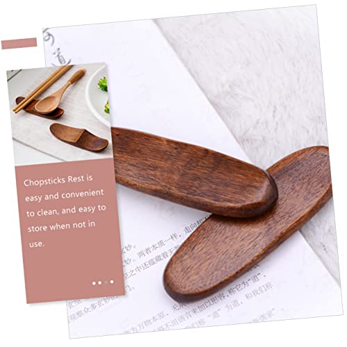 Cabilock 6pcs Solid Wood Chopsticks Spoon Holder Chopsticks Holder Sushi Stick Holder Cooking Spoon Stand Wood Chopsticks Stand Tableware Rest Wood Chopsticks Rack Wooden Cute Japan