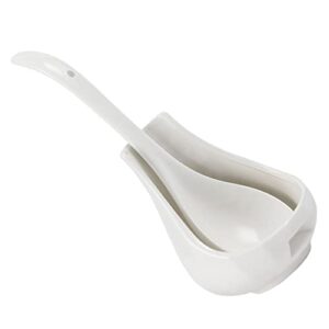 zerodeko 1 set spoon holder set spatula holder spoon and scoop holder kit hot pot convenient spoon holder utensil drip catcher decorative soup spoon small spoon ceramics delicate white