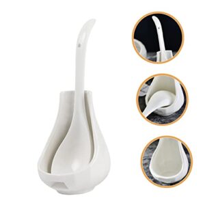 Zerodeko 1 Set spoon holder set spatula holder spoon and scoop holder kit hot pot convenient spoon holder utensil drip catcher decorative soup spoon small spoon ceramics delicate white