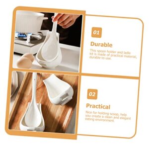 Zerodeko 1 Set spoon holder set spatula holder spoon and scoop holder kit hot pot convenient spoon holder utensil drip catcher decorative soup spoon small spoon ceramics delicate white