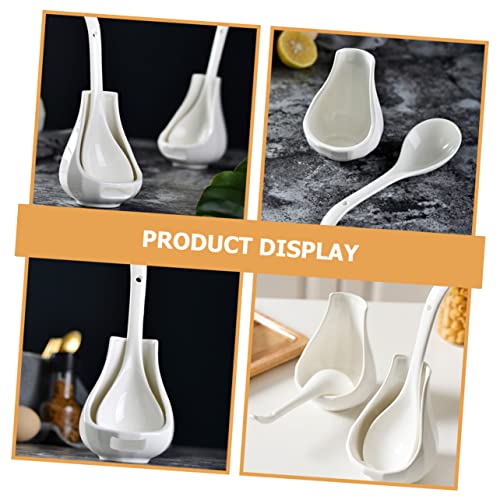 Zerodeko 1 Set spoon holder set spatula holder spoon and scoop holder kit hot pot convenient spoon holder utensil drip catcher decorative soup spoon small spoon ceramics delicate white