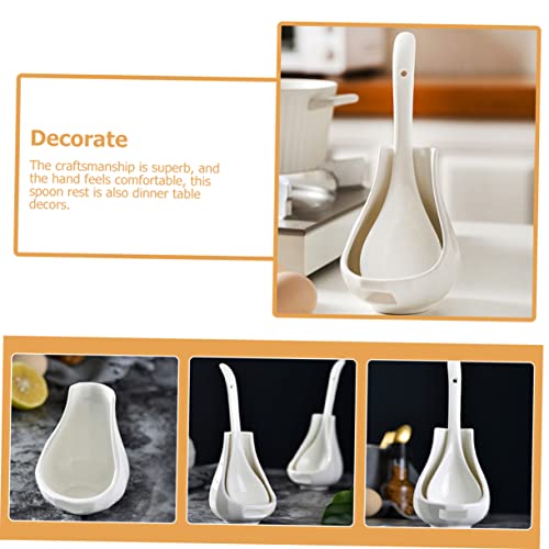 Zerodeko 1 Set spoon holder set spatula holder spoon and scoop holder kit hot pot convenient spoon holder utensil drip catcher decorative soup spoon small spoon ceramics delicate white