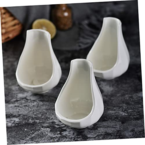 Cabilock 3pcs Ceramic Spoon Holder Upright Spoon Holder Copper Spoon Rest Fork Rest Spoon Storage Rack Cutlery Rests Spoon Stand Bulk Coffee Chopstick Rest Vertical Drip Tray White Ceramics