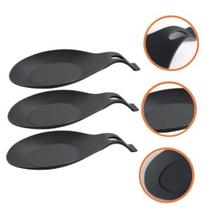 Zerodeko 3pcs Silicone spoon rest cooking utensil rest silicon spoon rest kitchen spoon rest tea bag holders black desk mat household spoon rest holder Storage rack desktop