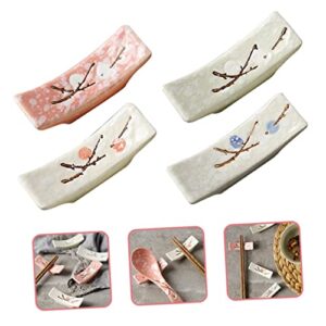 Zerodeko 12pcs Japanese plum blossom chopstick rest ceramic fork rest holder japanese style chopsticks holders Porcelain Chopstick Rest japanese table brush holder counter ceramics