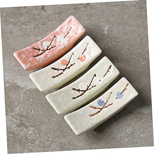 Zerodeko 12pcs Japanese plum blossom chopstick rest ceramic fork rest holder japanese style chopsticks holders Porcelain Chopstick Rest japanese table brush holder counter ceramics