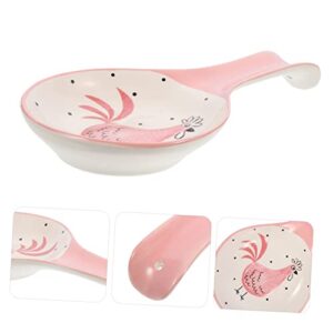 Zerodeko 3pcs ceramic spoon holder ceramic spoon rest scoop holder desk top decor desktop decor Small Teaspoon Rest farmhouse spoon rests dinner spoon holder daily use spoon holder delicate