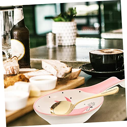 Zerodeko 3pcs ceramic spoon holder ceramic spoon rest scoop holder desk top decor desktop decor Small Teaspoon Rest farmhouse spoon rests dinner spoon holder daily use spoon holder delicate