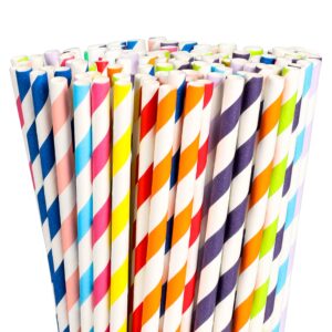 paper straws,200 pcs paper drinking straws for wedding party restaurant juice, coffee cold drinks, dessert and diy decoration (stripe)