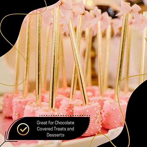 FAMASTON 150-pack Biodegradable Gold Paper Straws - Disposable Drinking Gold Straws - Gold Sticks for Cake Pops in Birthday, Anniversary, Wedding, Holiday Celebrations, Party Decor, and Supplies